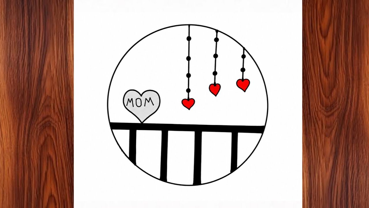 Very Easy Mother's Day Drawing / Easy Circle Scenery Drawing / Pencil Sketch Drawing for beginners 