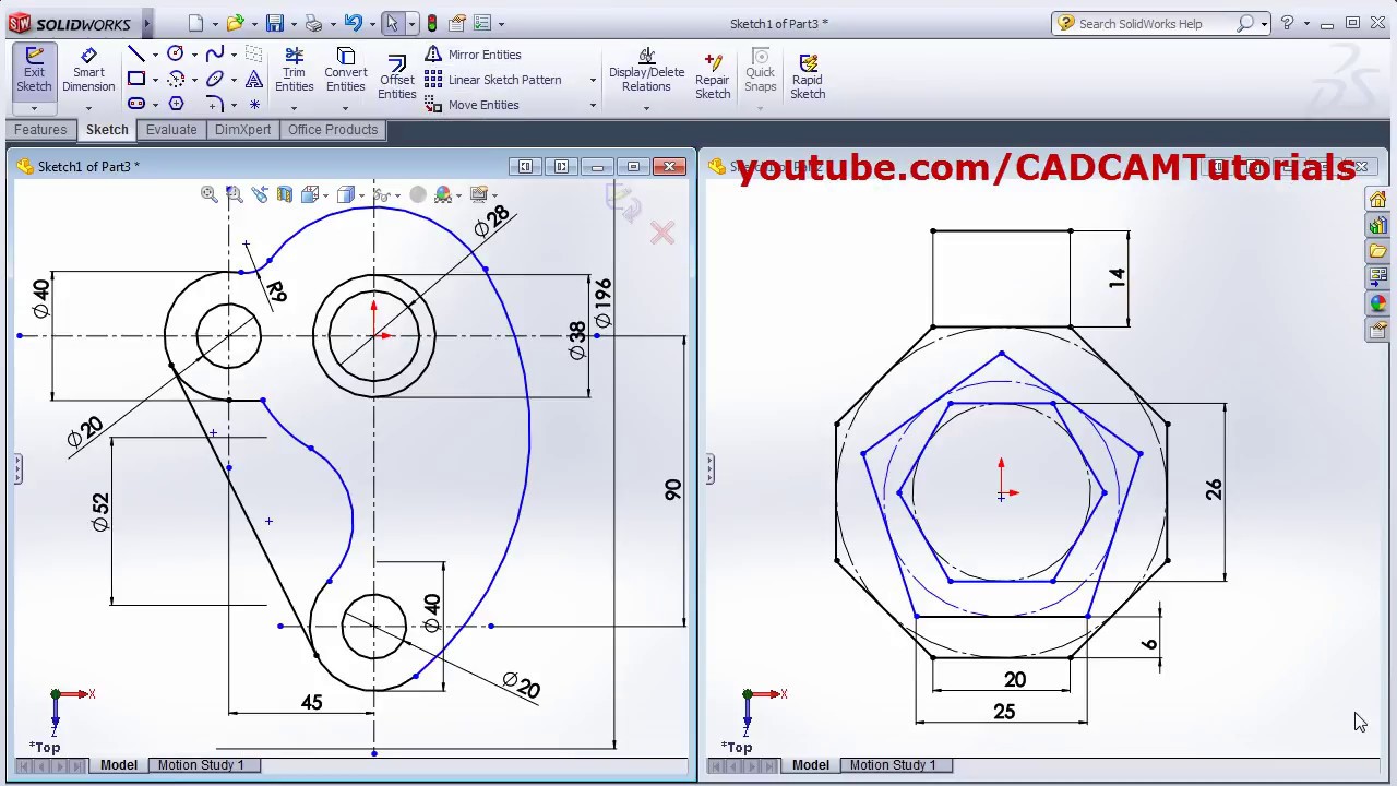 SolidWorks Exercises for Beginners - 2 | SolidWorks Sketch Basics Practice Tutorial