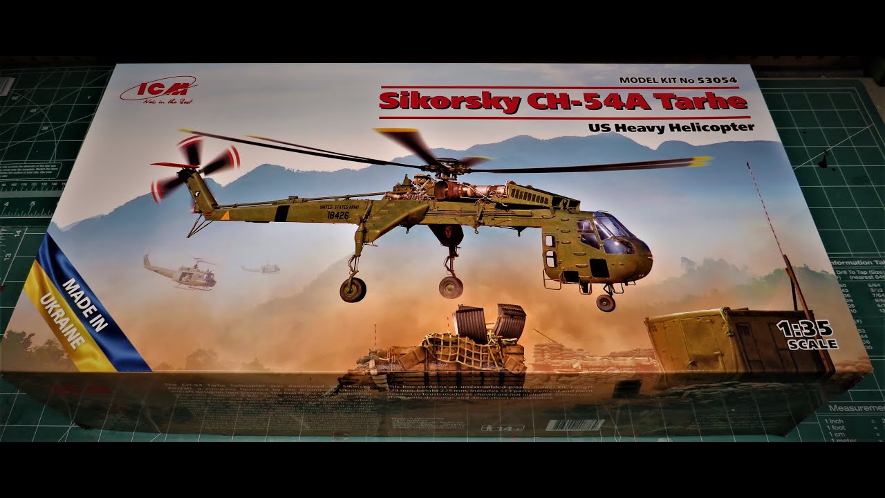 ALL NEW! Sikorsky CH 54A Tarhe US Army Heavy Helicopter 1/35 Scale Model Kit Vietnam ICM 53054