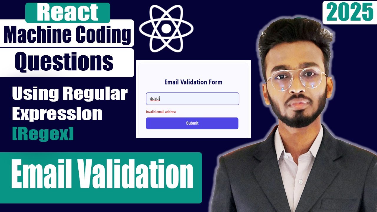 Real-Time Email Validation using Regular Expression | React Machine Coding Interview | #react