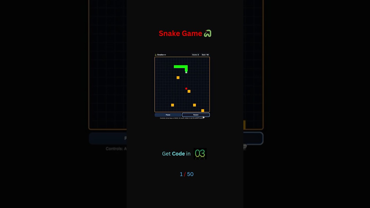 Create A Snake Game in HTML CSS & JavaScript | JavaScript Game Tutorial #webdevelopment #html #css