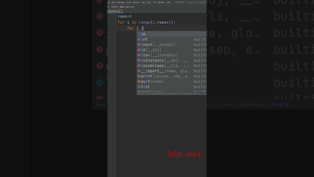 Number Left Triangle Pattern in Python | Pattern Program | Tutor Joes