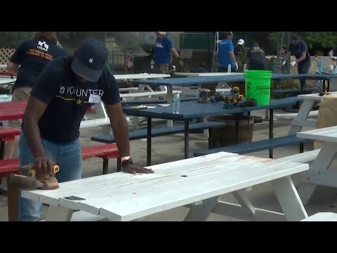 200 volunteers repair vandalized historic VFW Post in downtown San Antonio