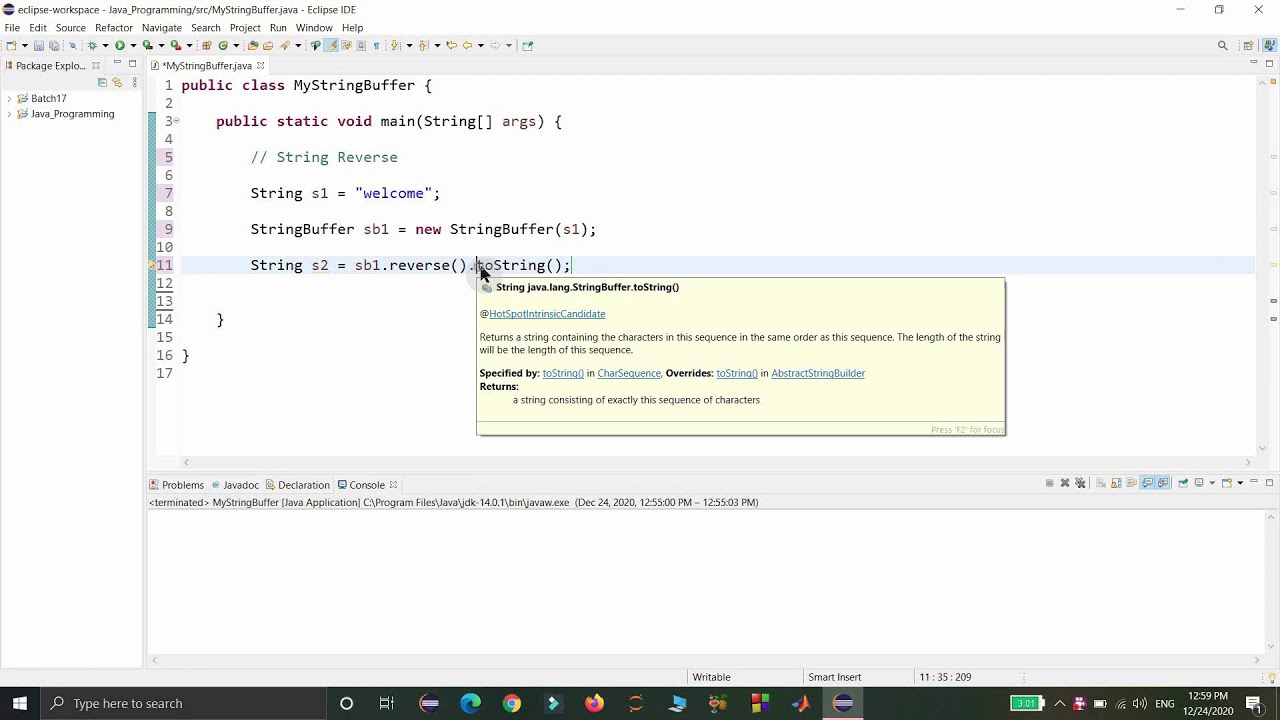 Java Strings || String to StringBuffer || StringBuffer to String || String Reverse
