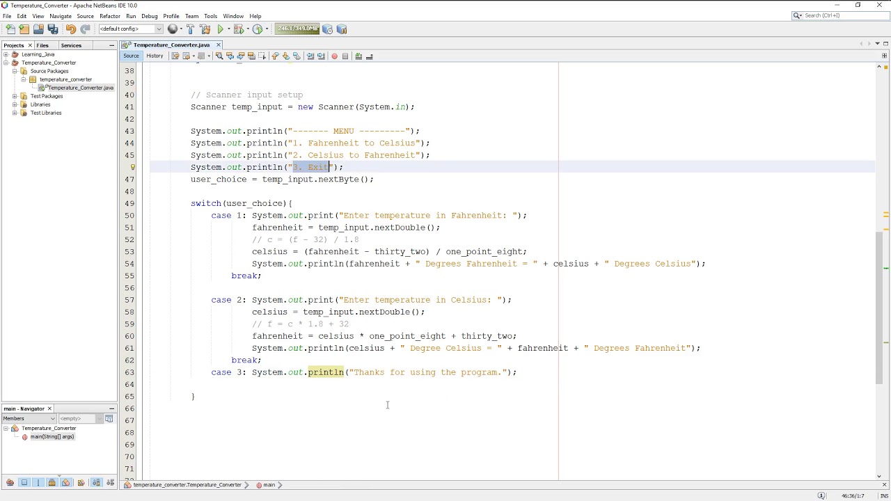LEARNING JAVA: Basic Temperature Converter 1.2 (TUTORIAL)