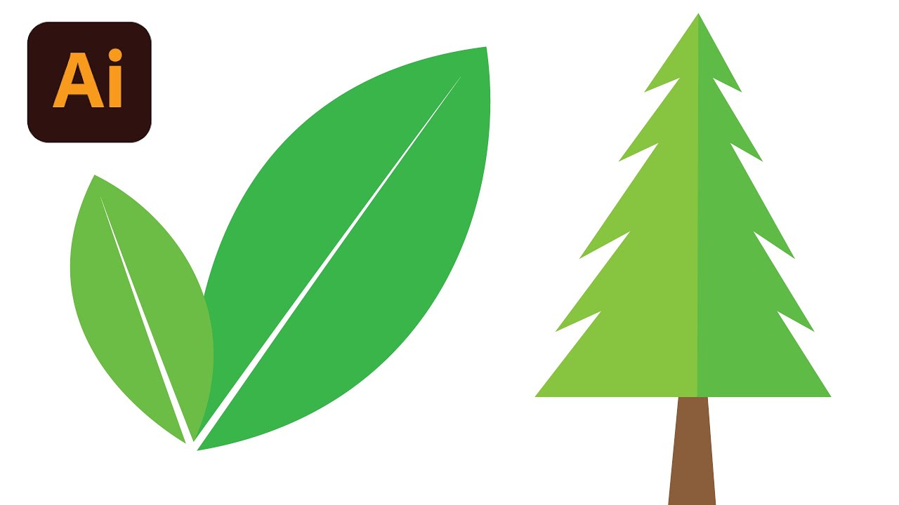 Flat Design Vector Leaf and Tree | Illustrator Tutorial 2022
