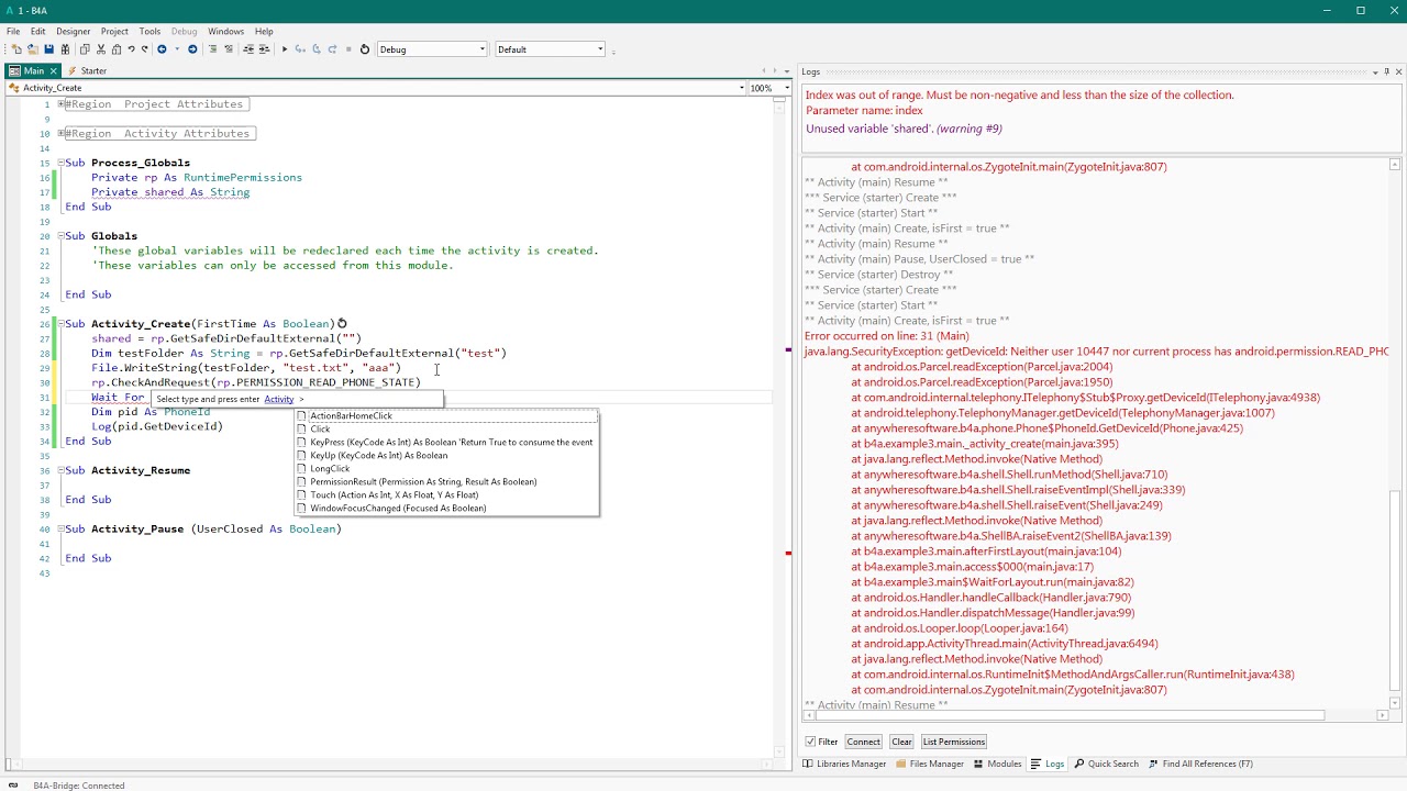 B4A - Runtime Permissions