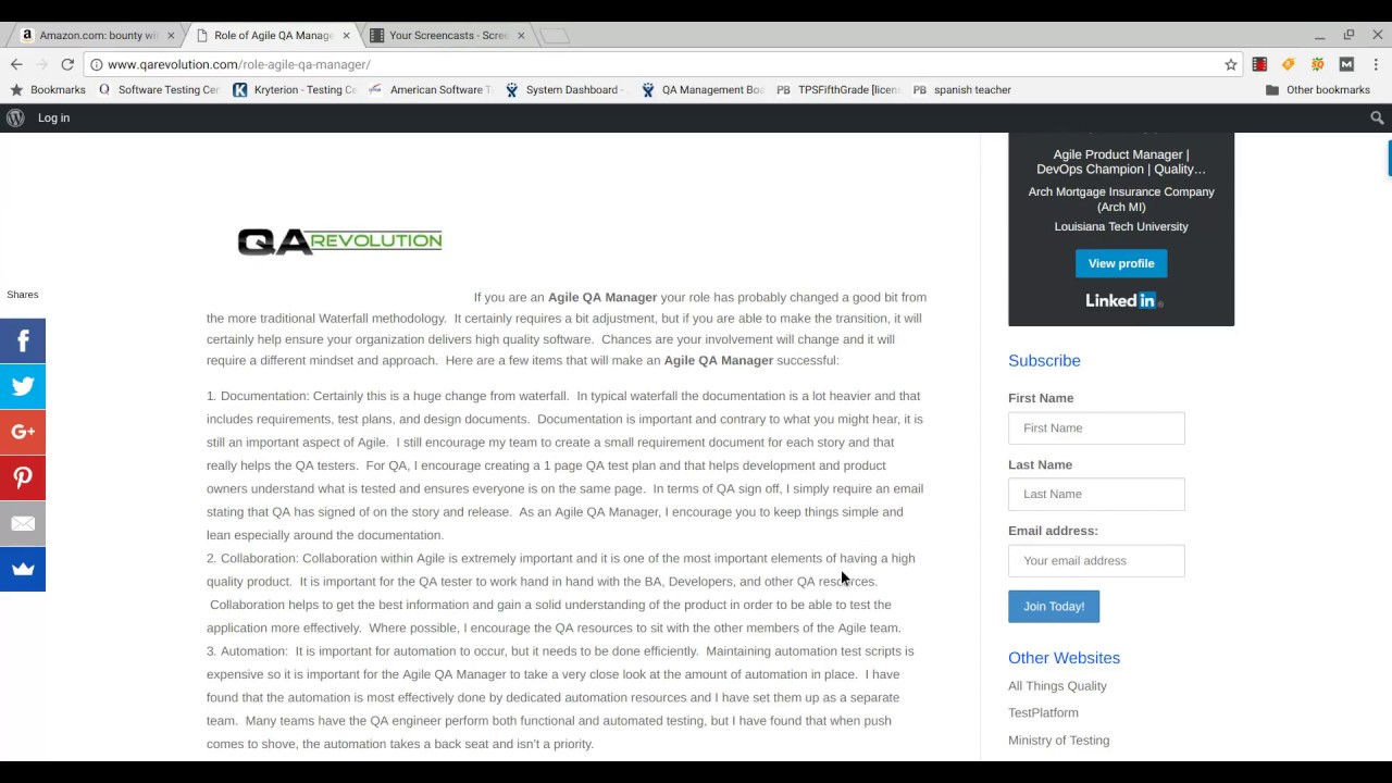 Role of Agile QA Manager