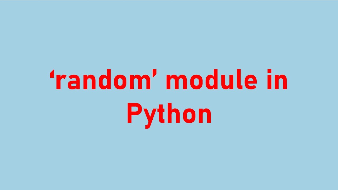 'random' module in Python