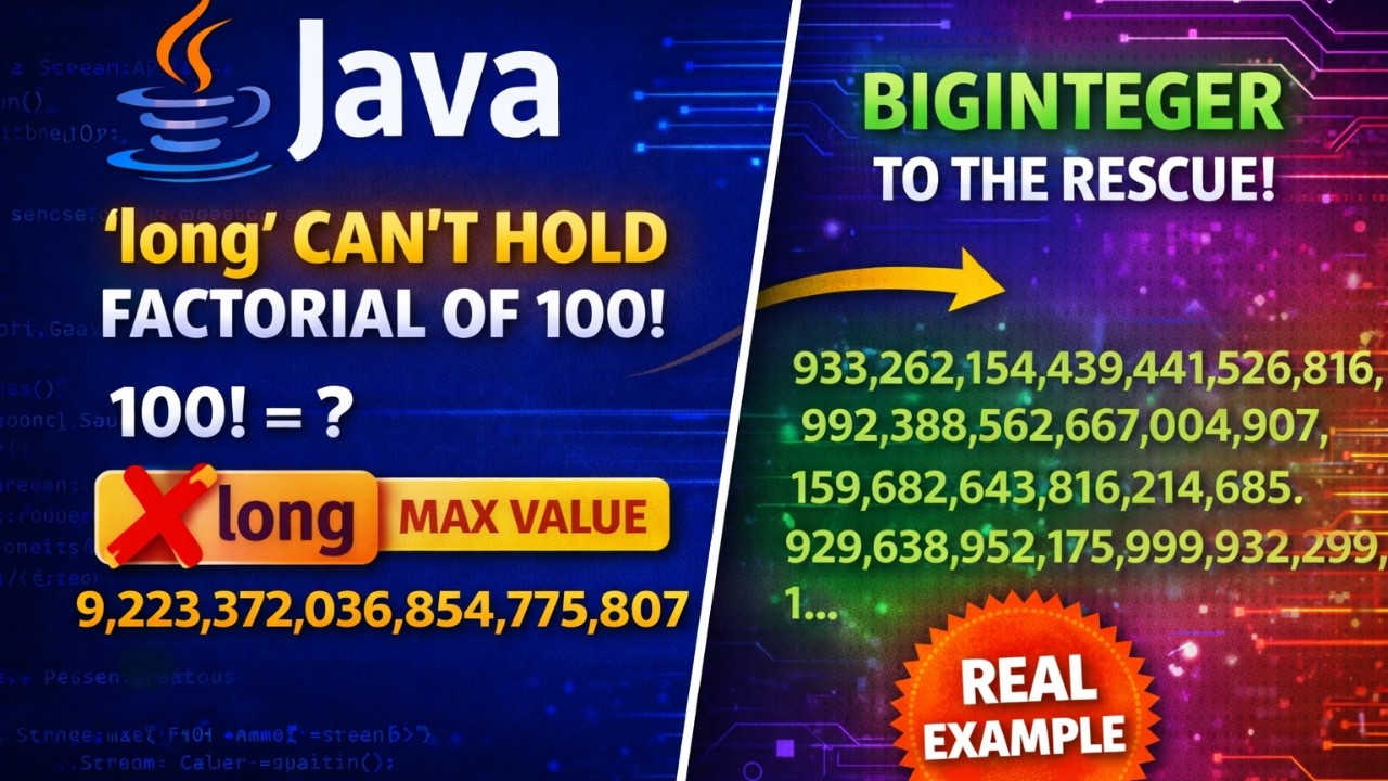 Factorial of 100? long Fails – Solve It Using BigInteger in Java | How to Calculate Large Factorials