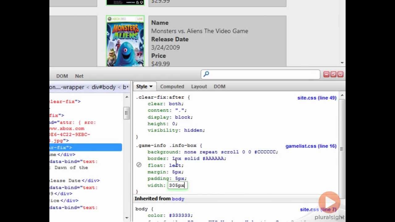 Modifying styles with Firebug