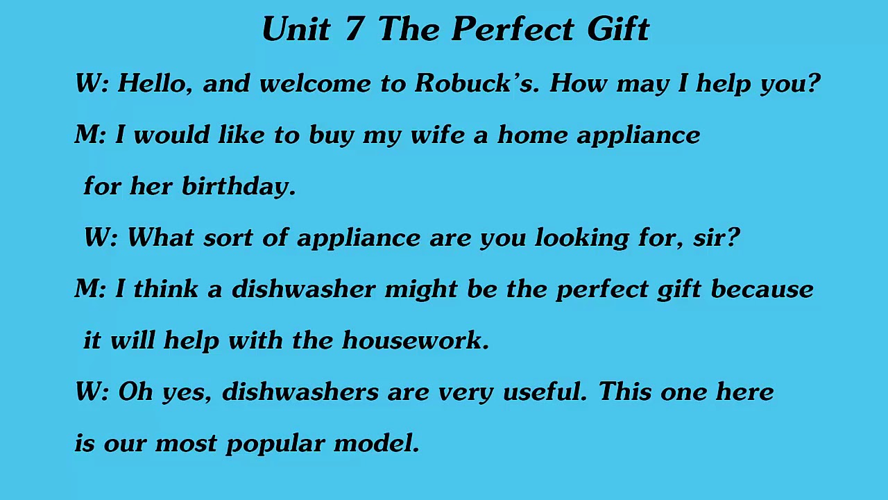 Unit 7 The Perfect Gift