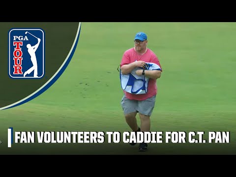 Random fan steps in to caddie for C.T. Pan | Golf on ESPN