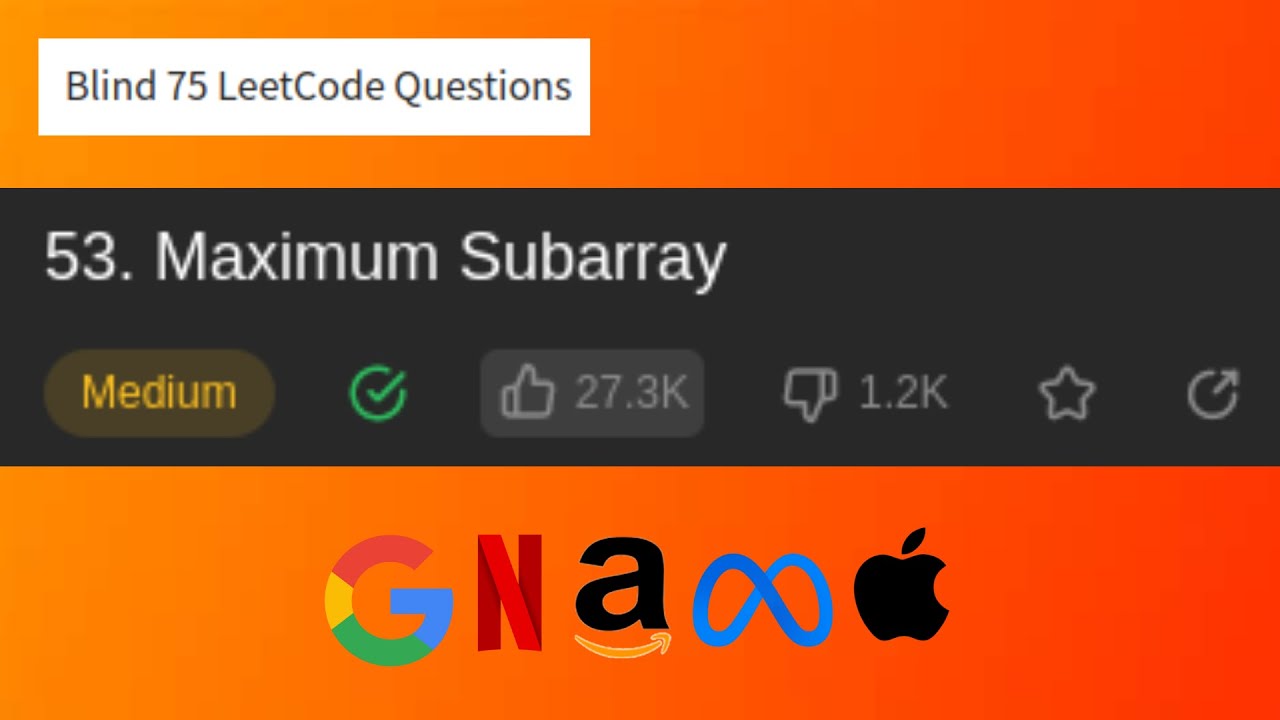 Array : Maximum Subarray | JAVA (LeetCode : 53) | Blind 75 LeetCode Questions