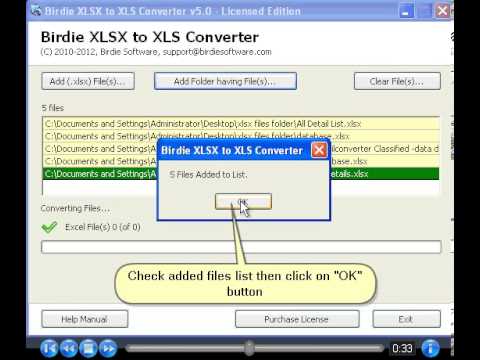 Birdie XLSX to XLS Converter