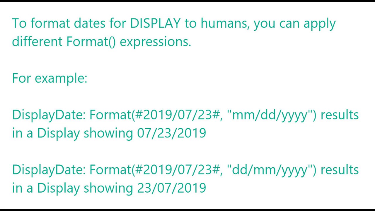 Formatting Dates for Display in MS Access