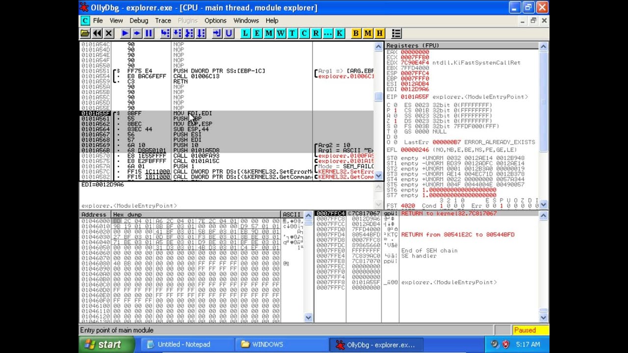 Executable Code Injection Demo 1 - OllyDbg