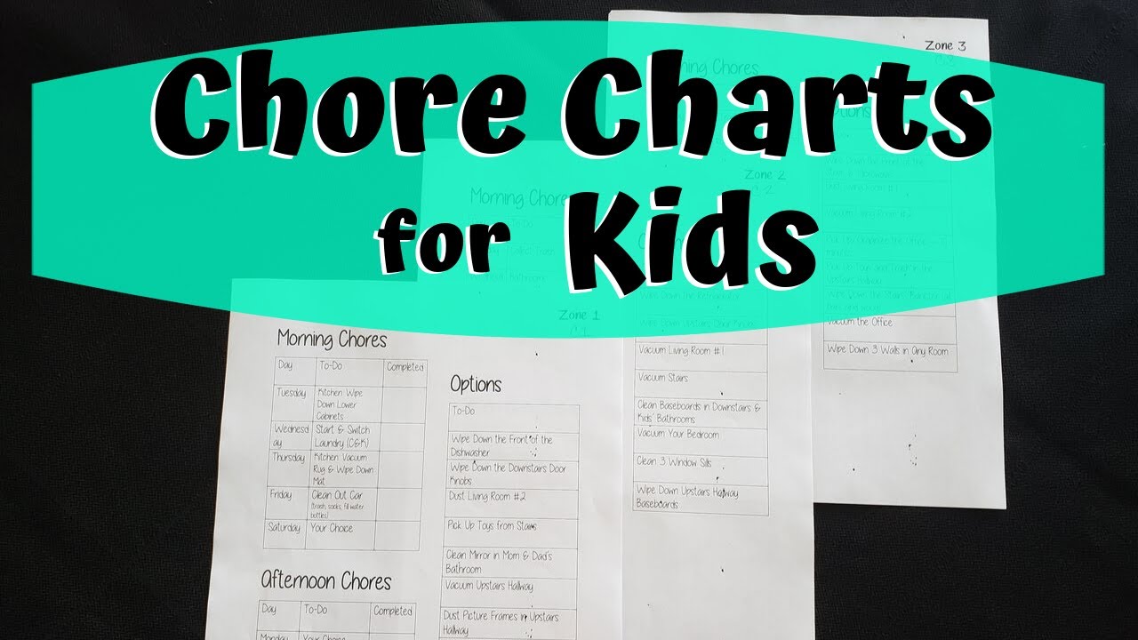 Chore Charts for Kids - Flexible Zone Cleaning