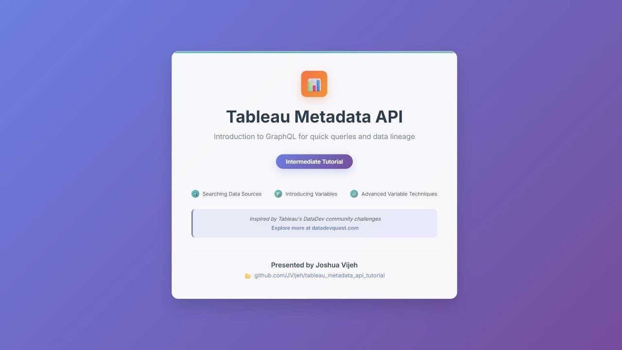 Tableau Metadata API Tutorial (Intermediate)