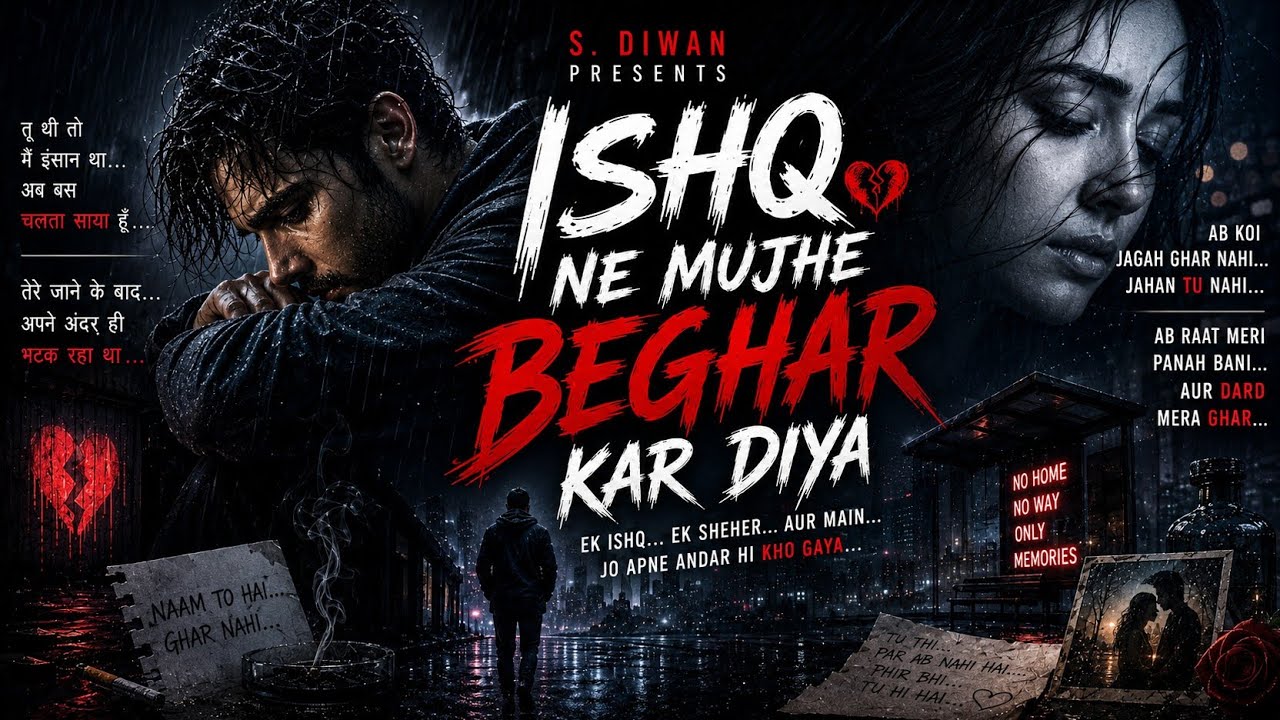 ISHQ NE MUJHE BEGHAR KAR DIYA 💔 | Heartbreaking Rainy Night Love Song | Sad Hindi Neo-Noir Song