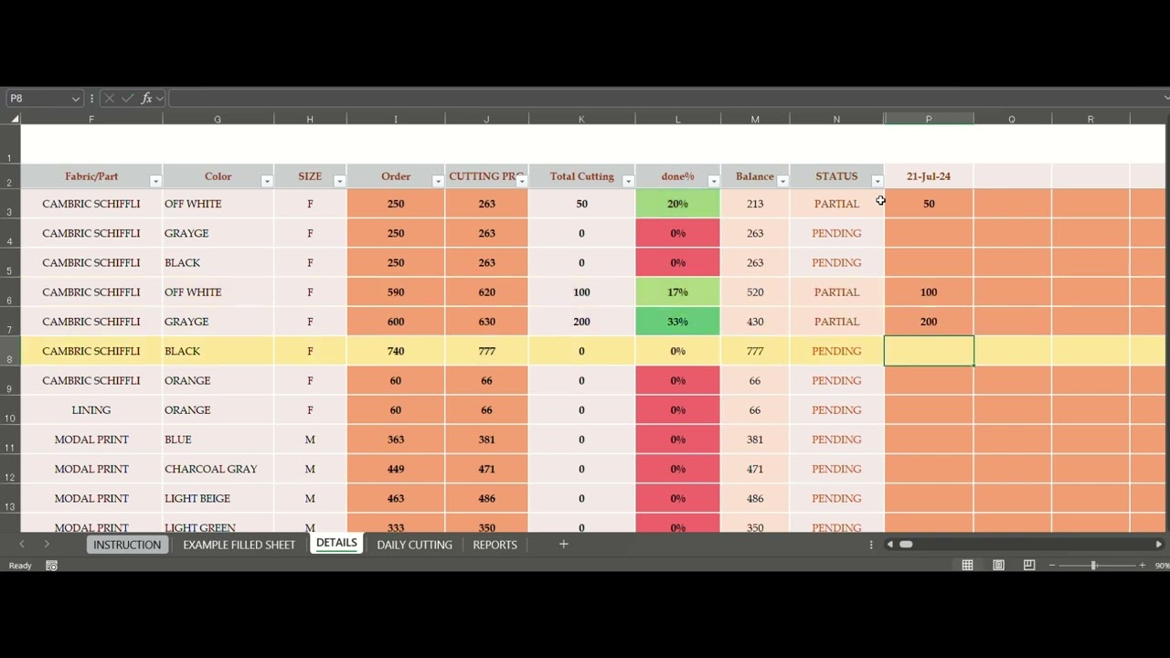 How to manage Cutting Programs in Garment Manufacturing using Excel Template