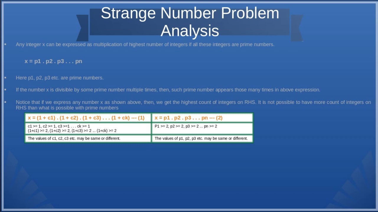 Algorithm for Strange Number problem from April 2020 long challenge Division 2 - editorial ...