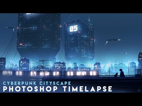 Cyberpunk Cityscape | Photoshop Timelapse | Sci-fi Concept Art