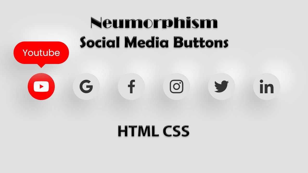 Neumorphism Social Media Buttons with Tooltip when hover using HTML CSS