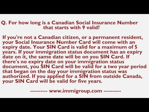 For how long is a Canadian Social Insurance Number that starts with 9 valid?