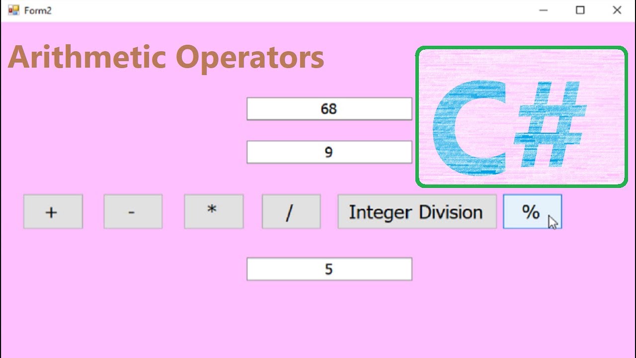 C # programming: Arithmetic Operators in C sharp