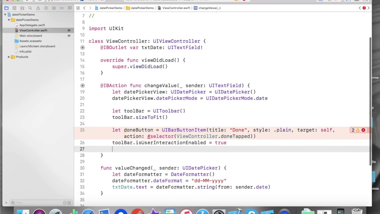 Date Picker using UIDatePicker