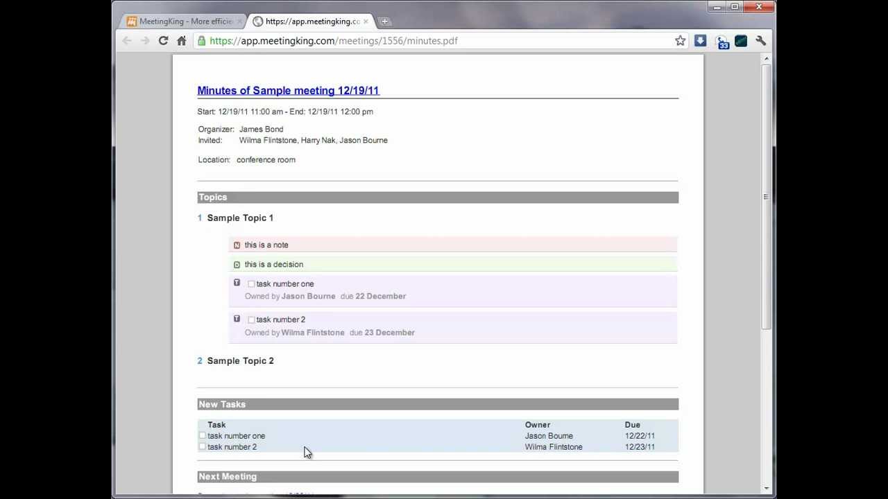 Meeting minutes template turns short notes into complete minutes