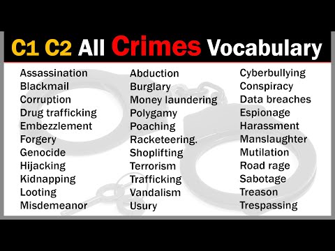 C1 C2 All Types of Crimes Vocabulary for IELTS, TOEFL, and PTE Exams.