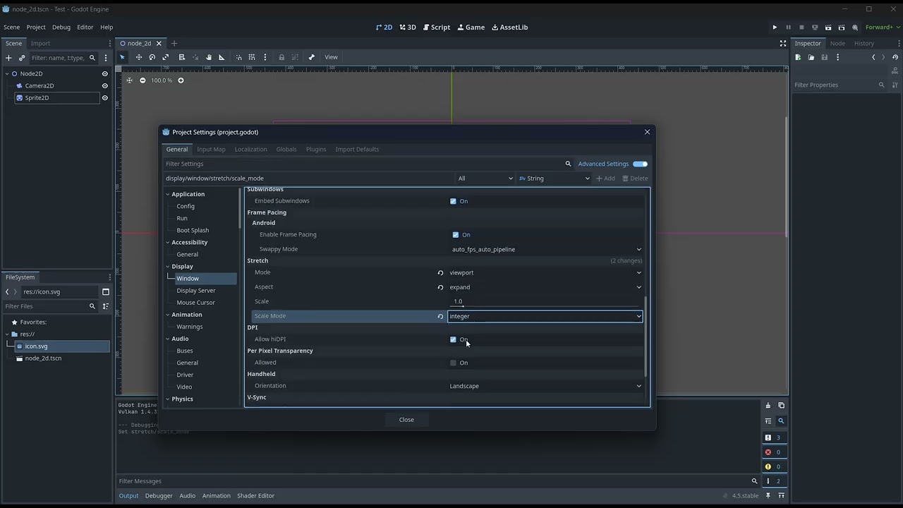 Issue when scale mode is set to integer - Help - Godot Forum