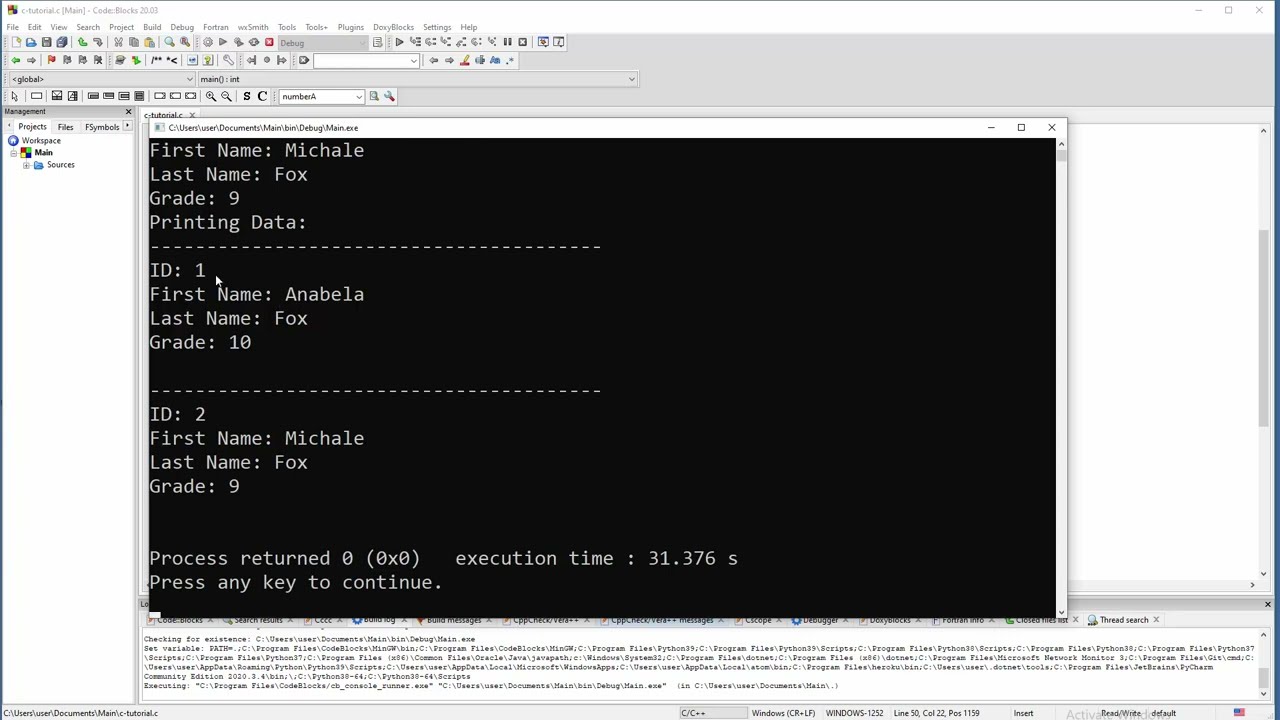 C Program - Store Information of Students Using Structure