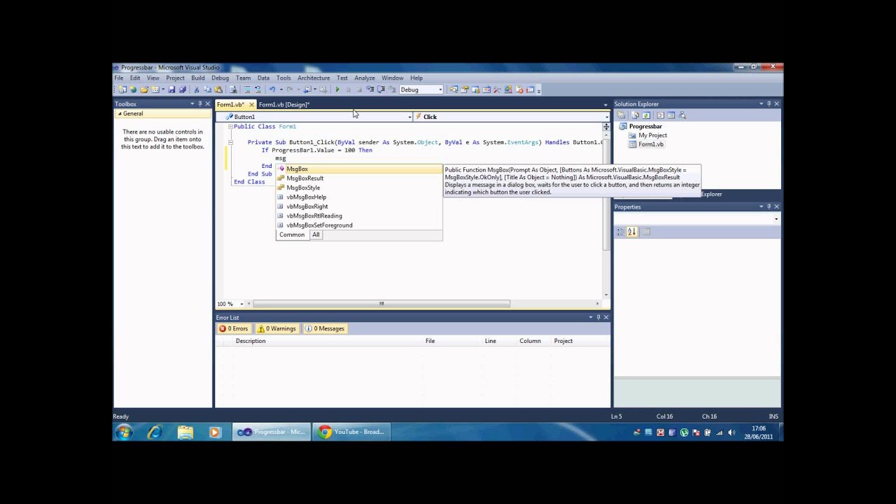 Simple Progress Bar in Visual Basic 2010