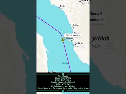 Flight route from Frankfurt to Mauritius | Condor Airlines | 10hrs 49mins | βοΈππ«π«π―π―βοΈππ―π―πΊπΈπΊπΈ