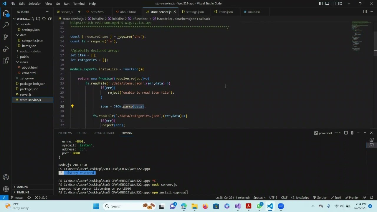 Web322-Assignment2-WebAppOverview