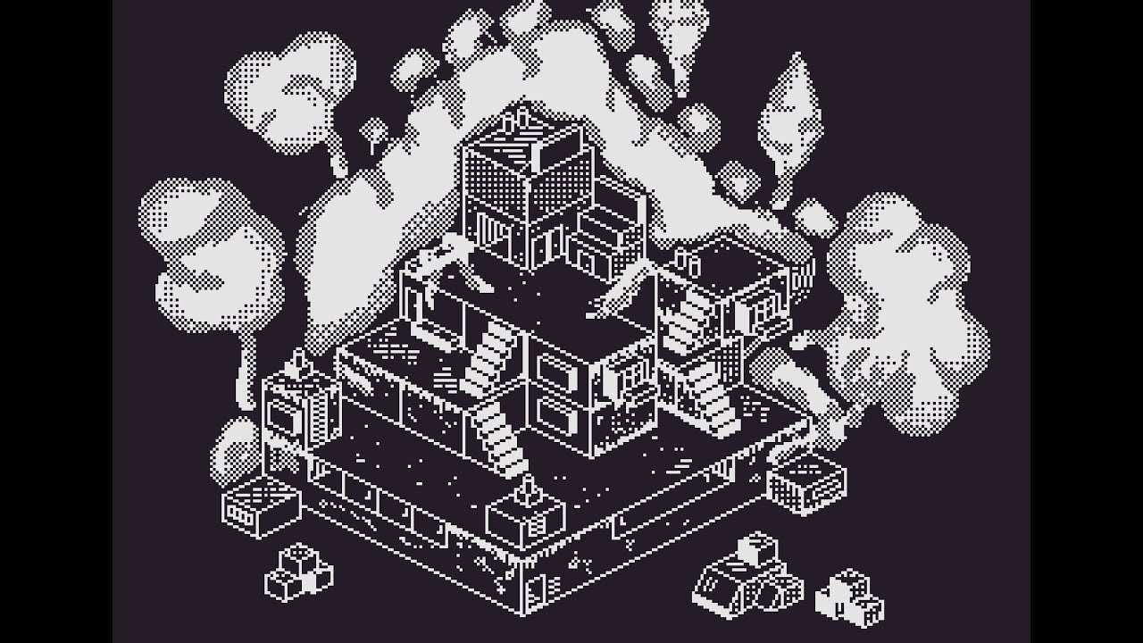 Pixel art Isometric ''tiny city'' (1-Bit Timelapse)