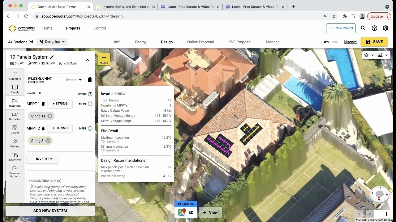 Inverter Sizing & Stringing Recommendations in OpenSolar