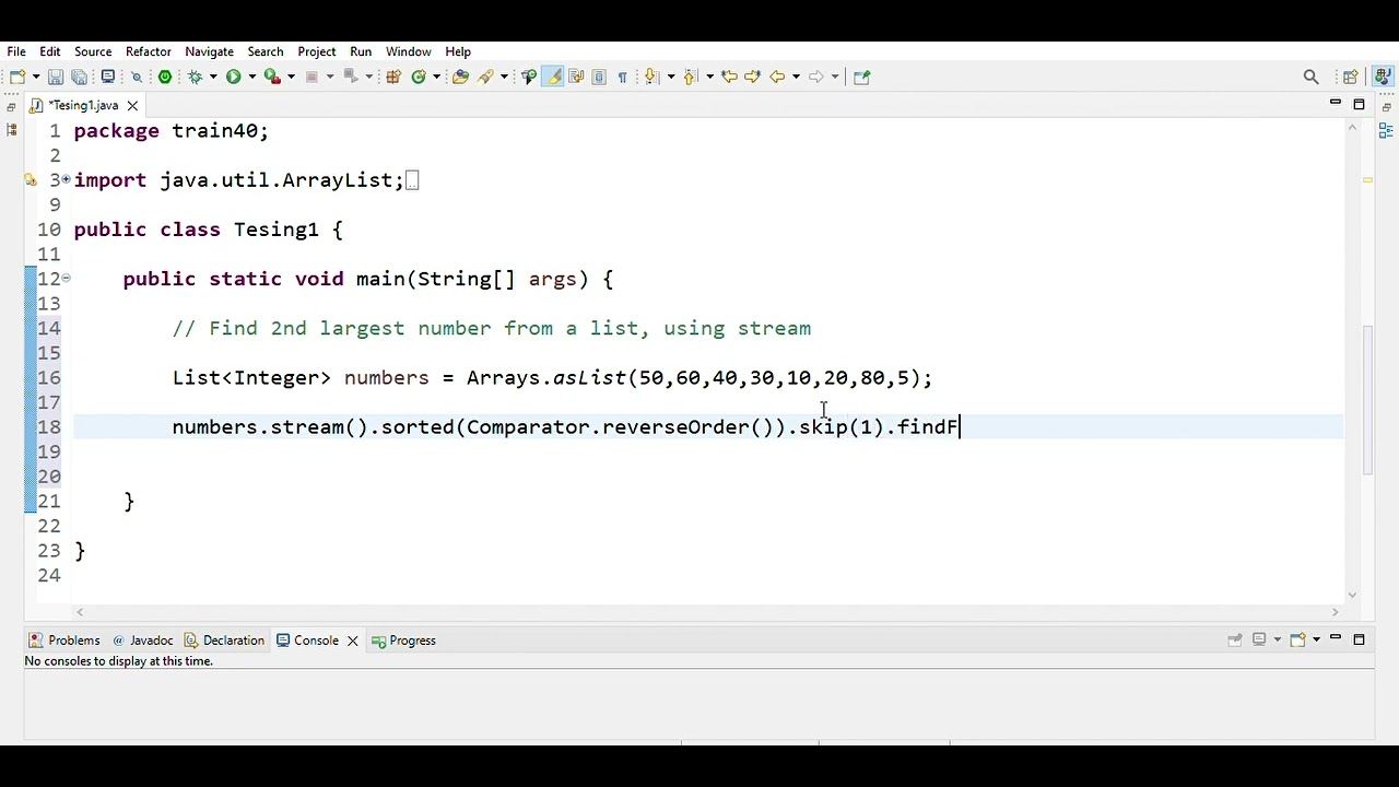 Find out second largest number in a list using java 8 stream #java8 #stream  #javaprogramming