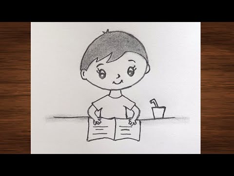 How to draw a Boy reading a book | Easy drawing | @TamilNewArt