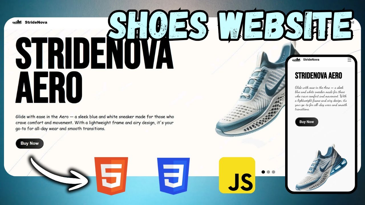 How to create a Responsive Shoes Website using Html , Css and Javascript | Code With Leo