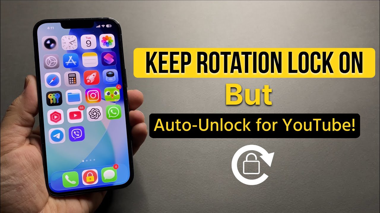 Keep Rotation Lock ON — But Auto-Unlock for YouTube! (iPhone Shortcut Guide)