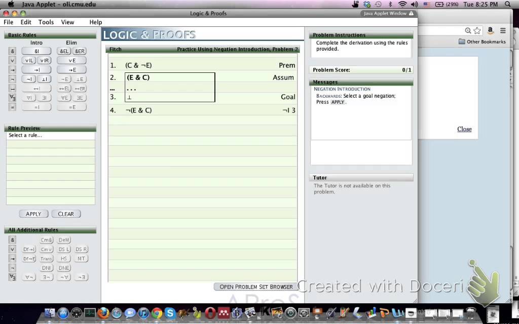 Tutorial: Using Negation Introduction in the ProofLab