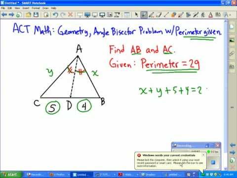 ACT Math: Geometry, Angle bisector with given perimeter