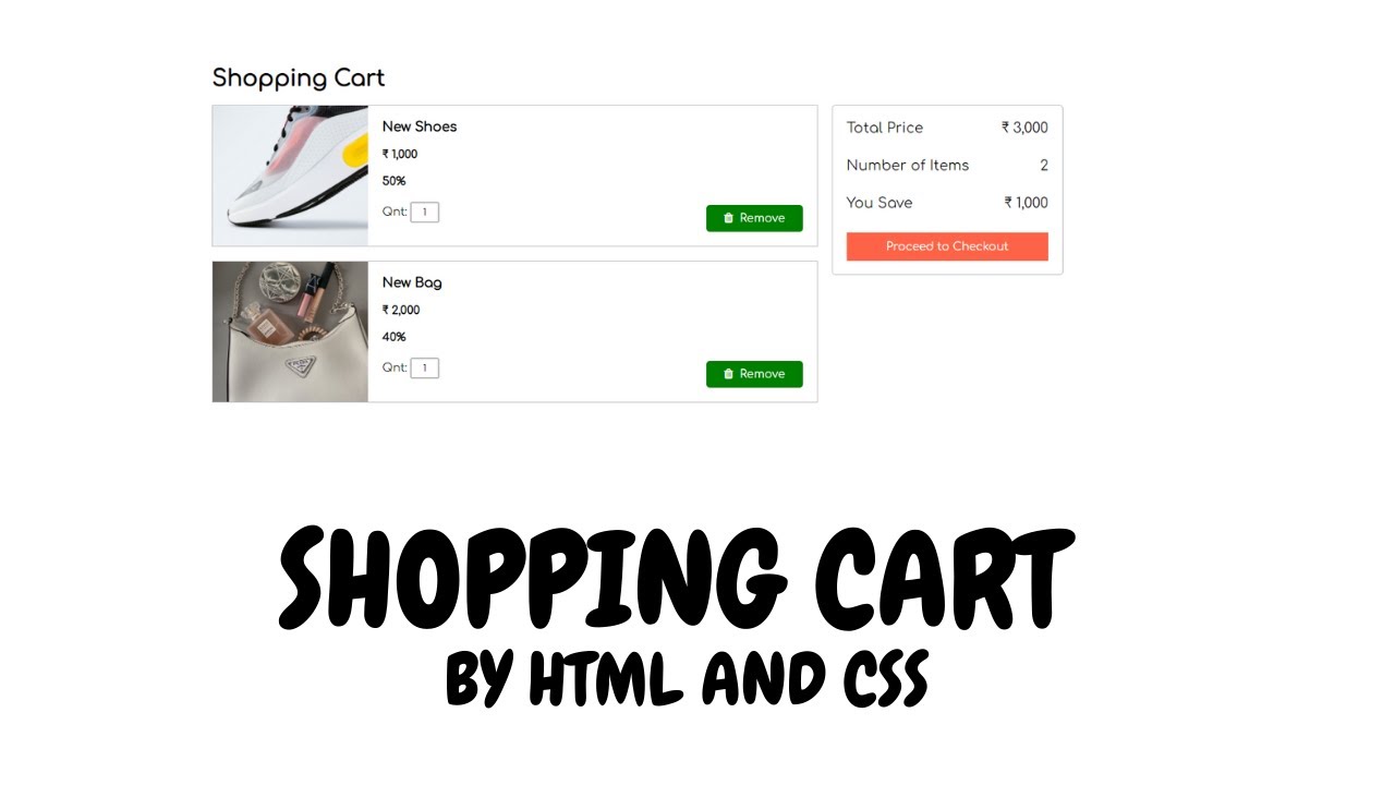How to make a Shopping cart by HTML and CSS | Source code