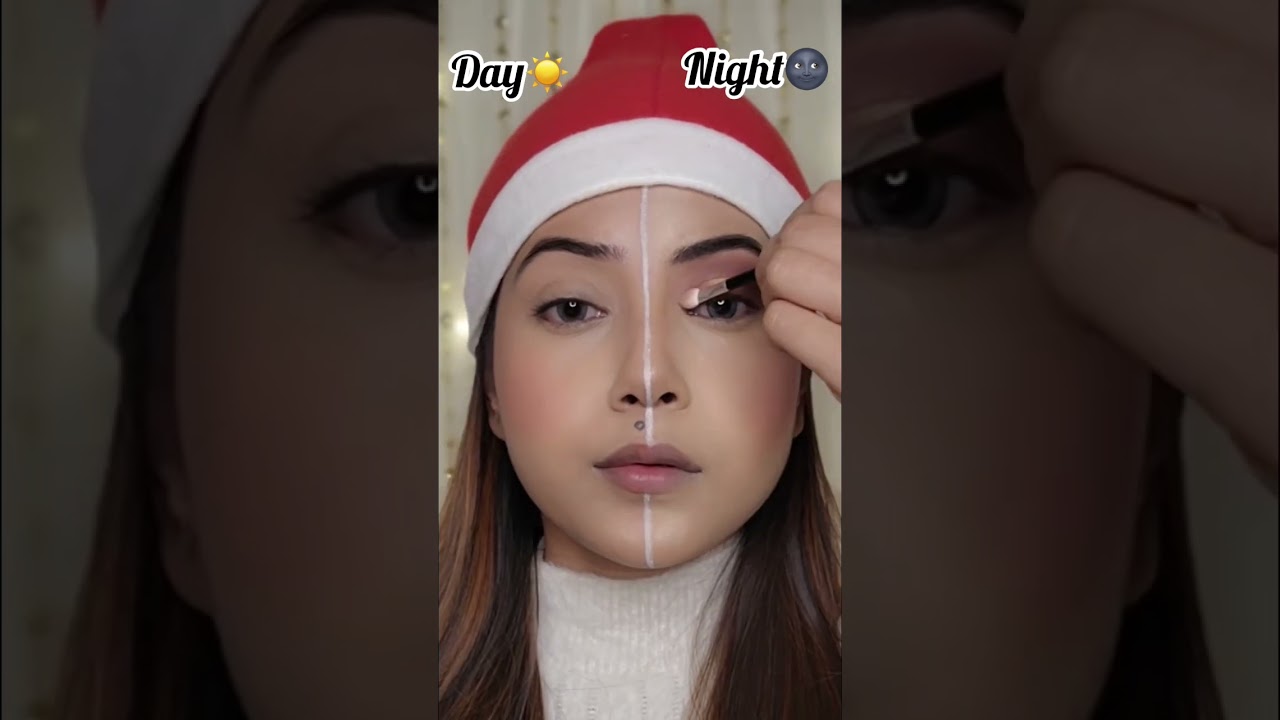 ☀️Day Vs🌙Night Makeup Look | Christmas Makeup🎄😍 | #shorts | SUGAR⁩ Cosmetics
