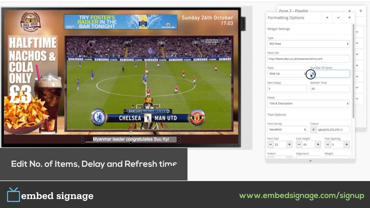embedsignage.com Tutorial: RSS Widget