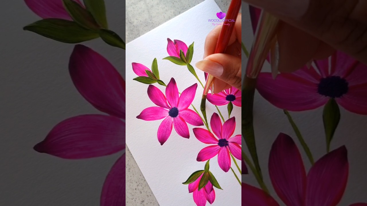 Pink Blooms #artvideo #artwork #flowerpainting